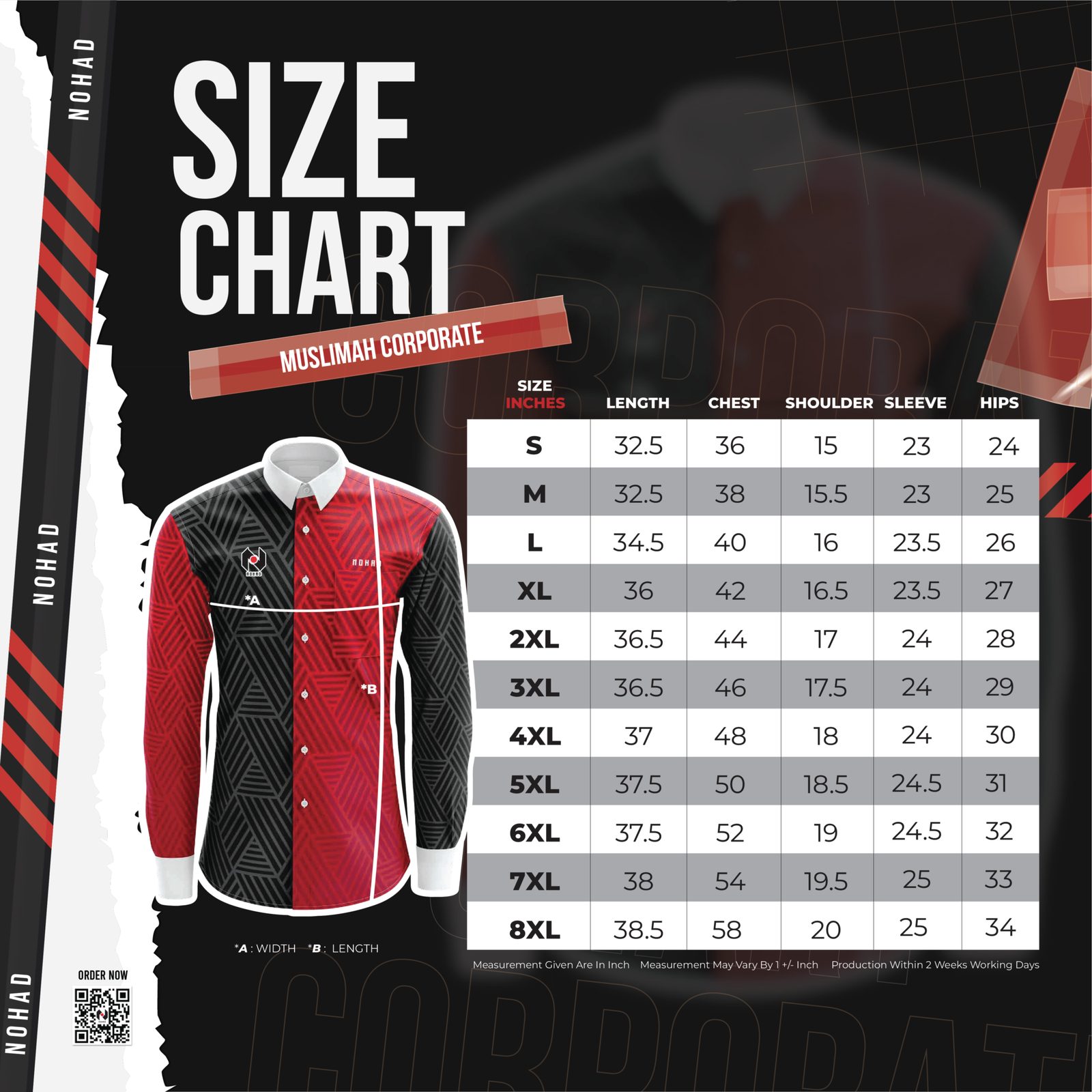 SIZE CHART – NOHAD